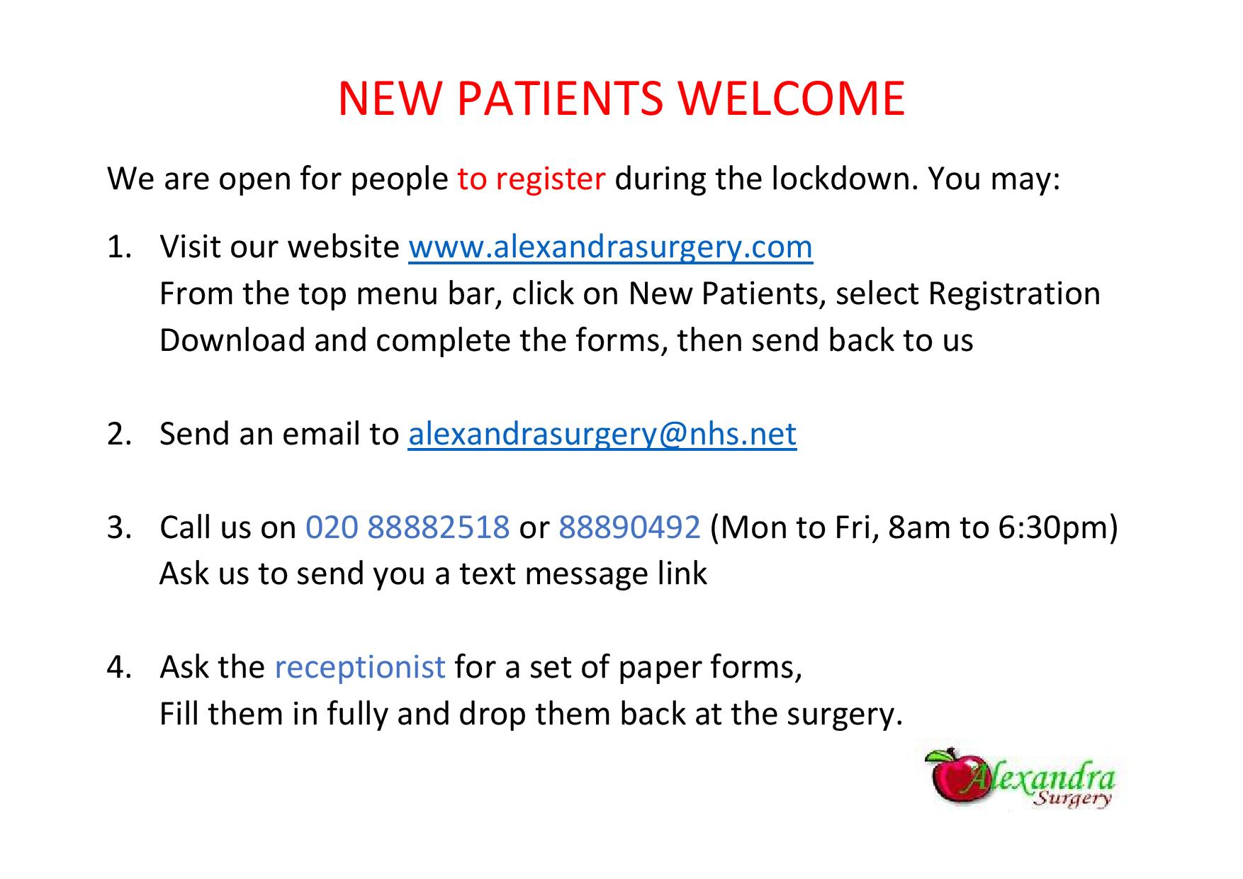 Alexandra Surgery - How to Register with Alexandra Surgery